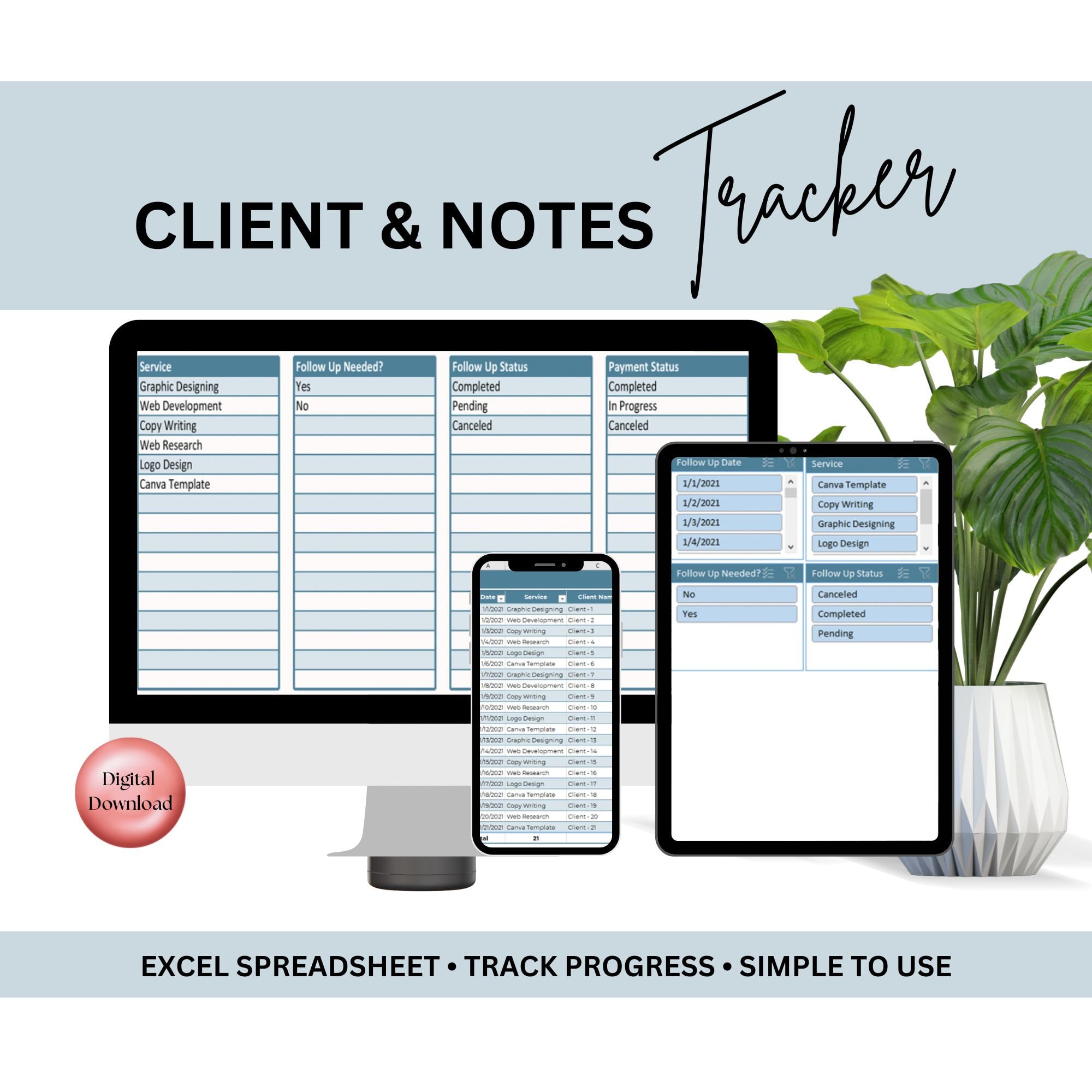 Client Tracker Spreadsheet INSTANT DOWNLOAD Small Business Help ...