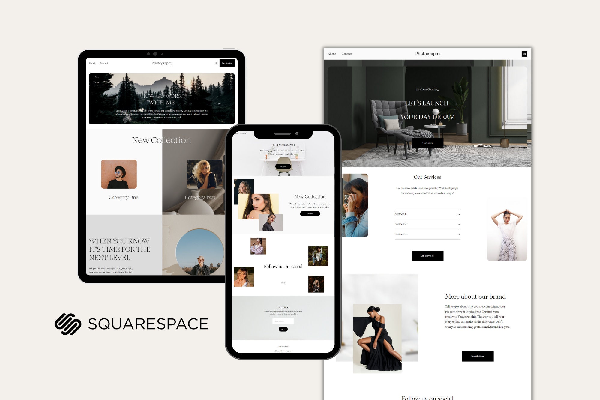 Modern Squarespace Theme Template, Website Pages, Canva Photography ...