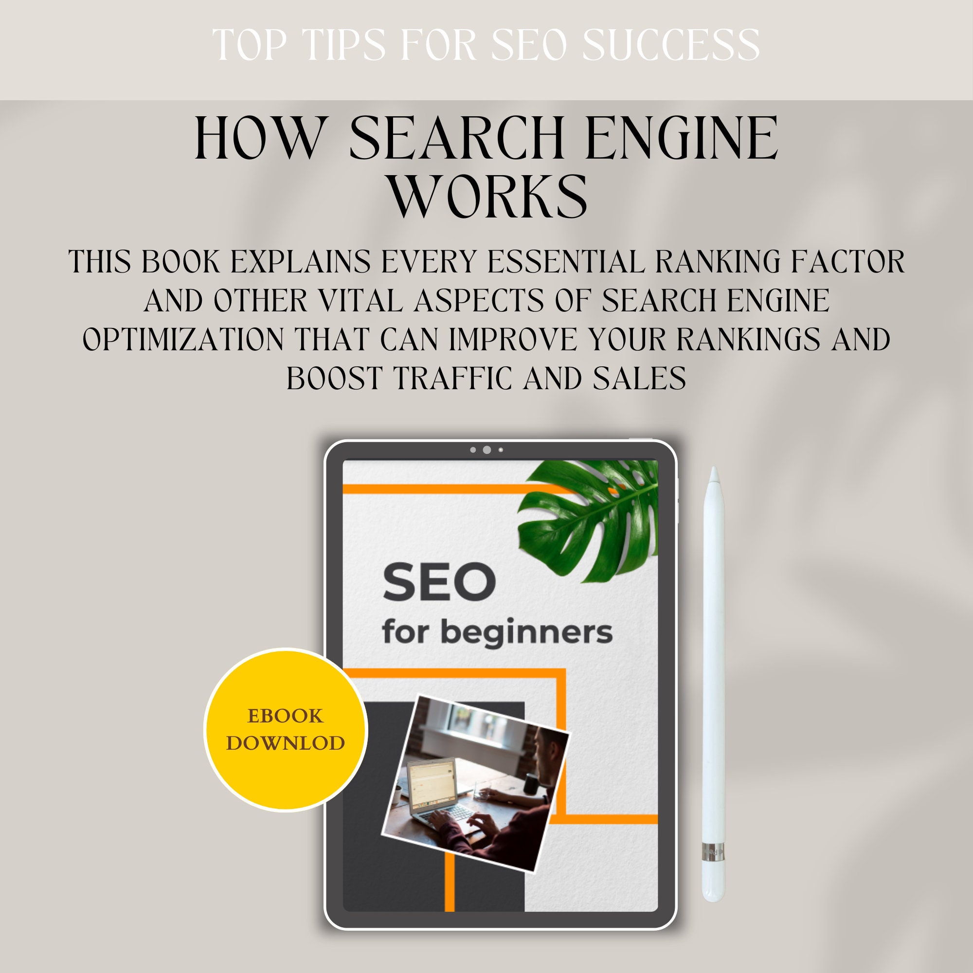 SEO for Beginners Ebook | INSTANT DOWNLOAD | Rank in Google | Keyword Research Tools | Seo ...