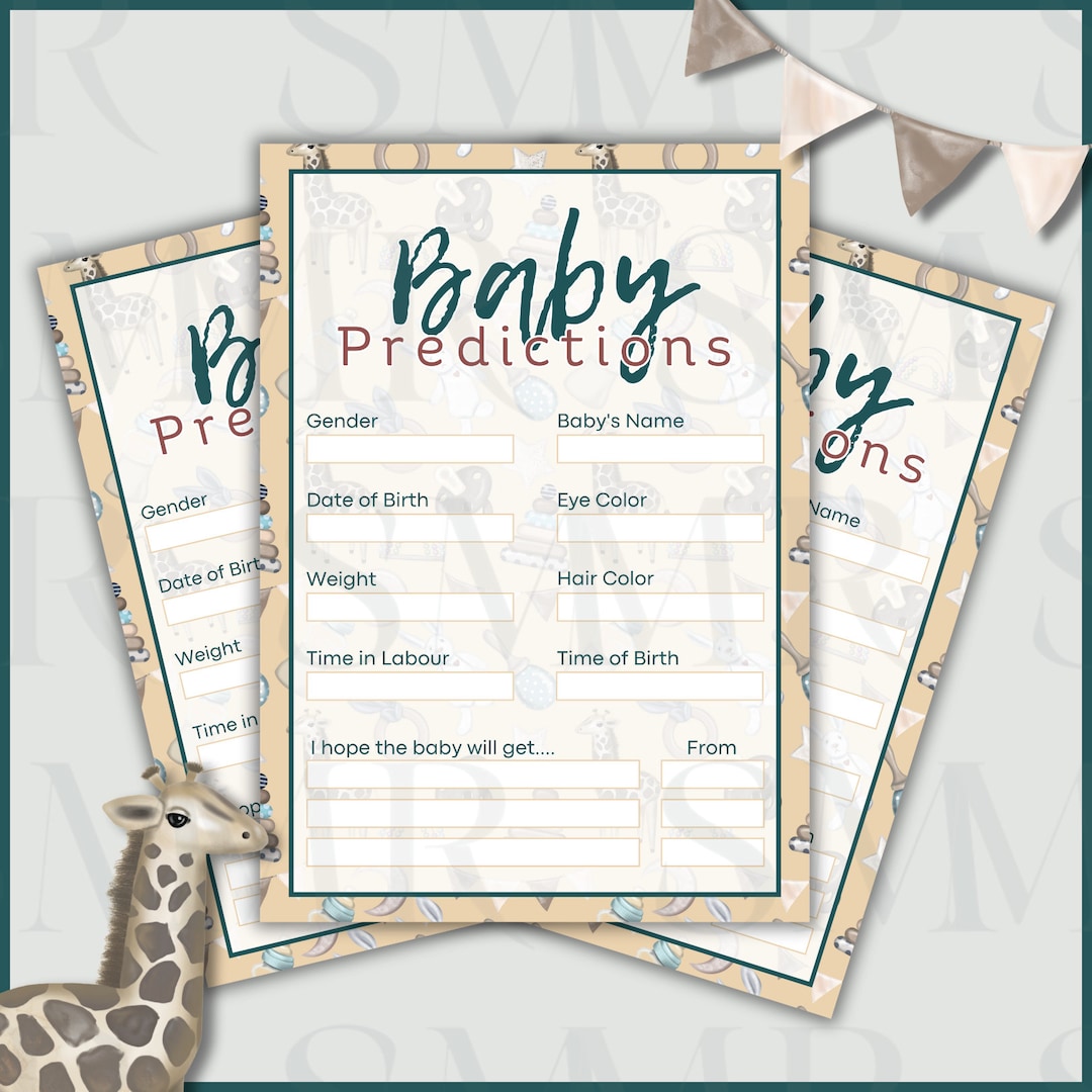 Baby Predictions Gender Neutral Colours Giraffe - Etsy