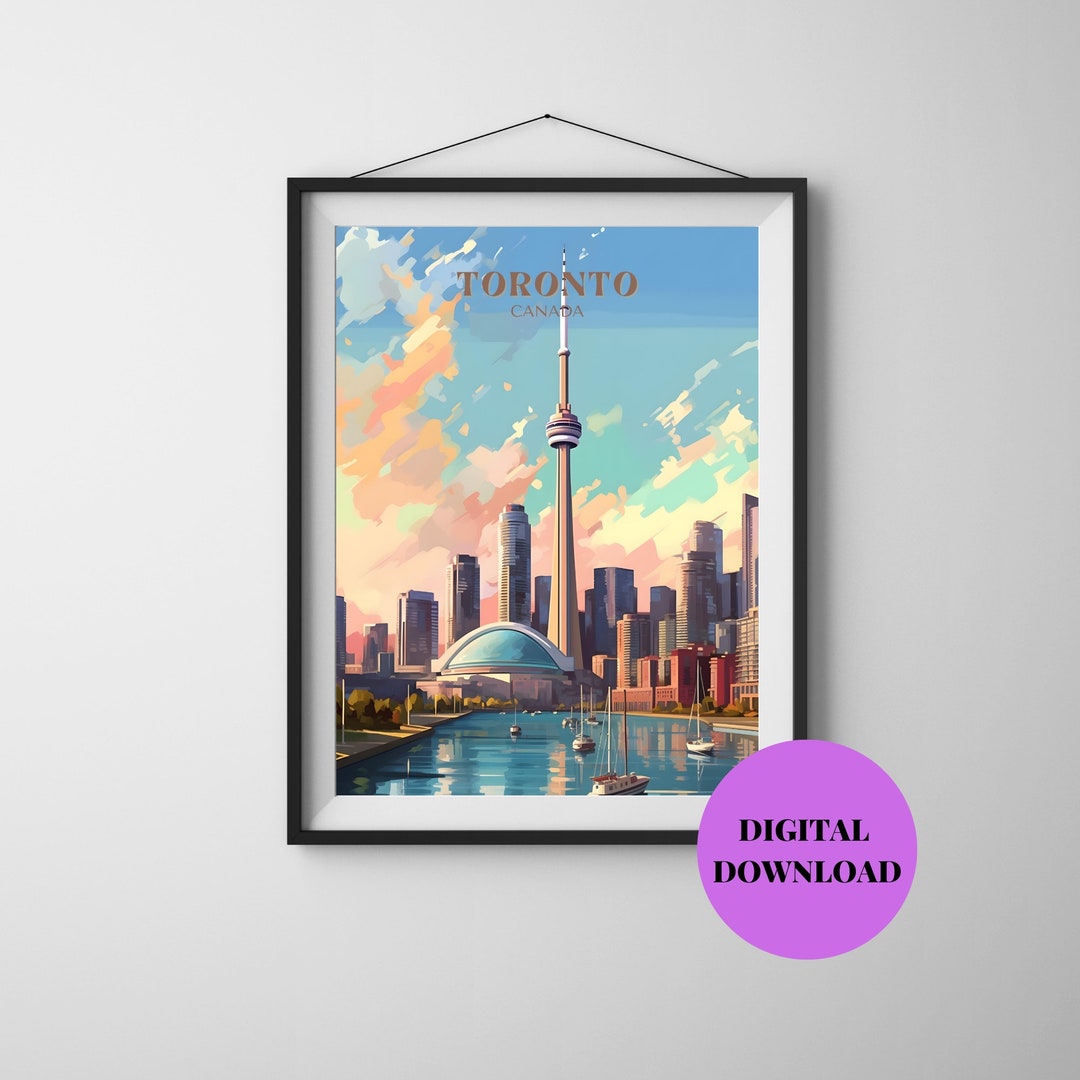 Toronto Print, Canada Skyline Wall Art, Retro Travel Poster, Souvenir ...