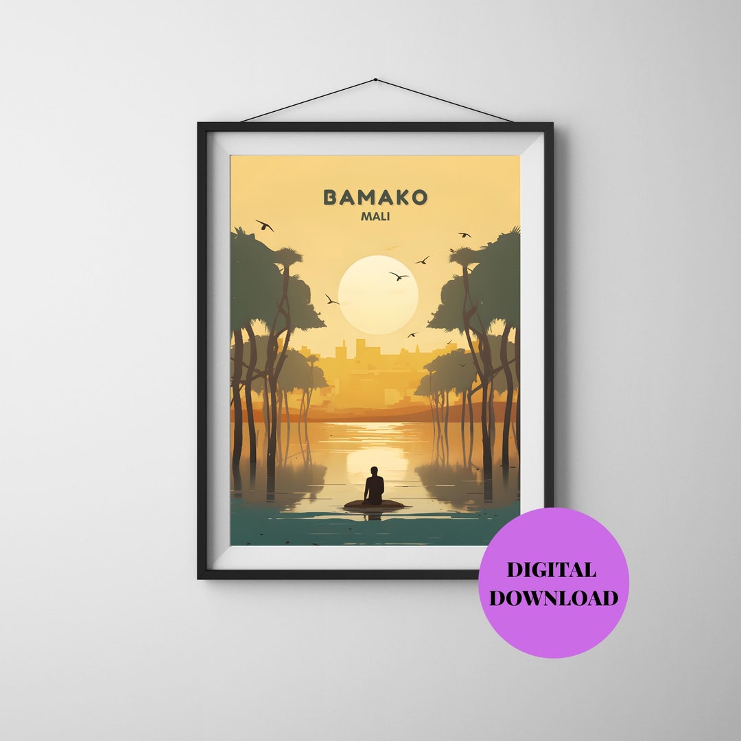 Bamako Print Mali Skyline Wall Art Mali Retro Travel Poster - Etsy