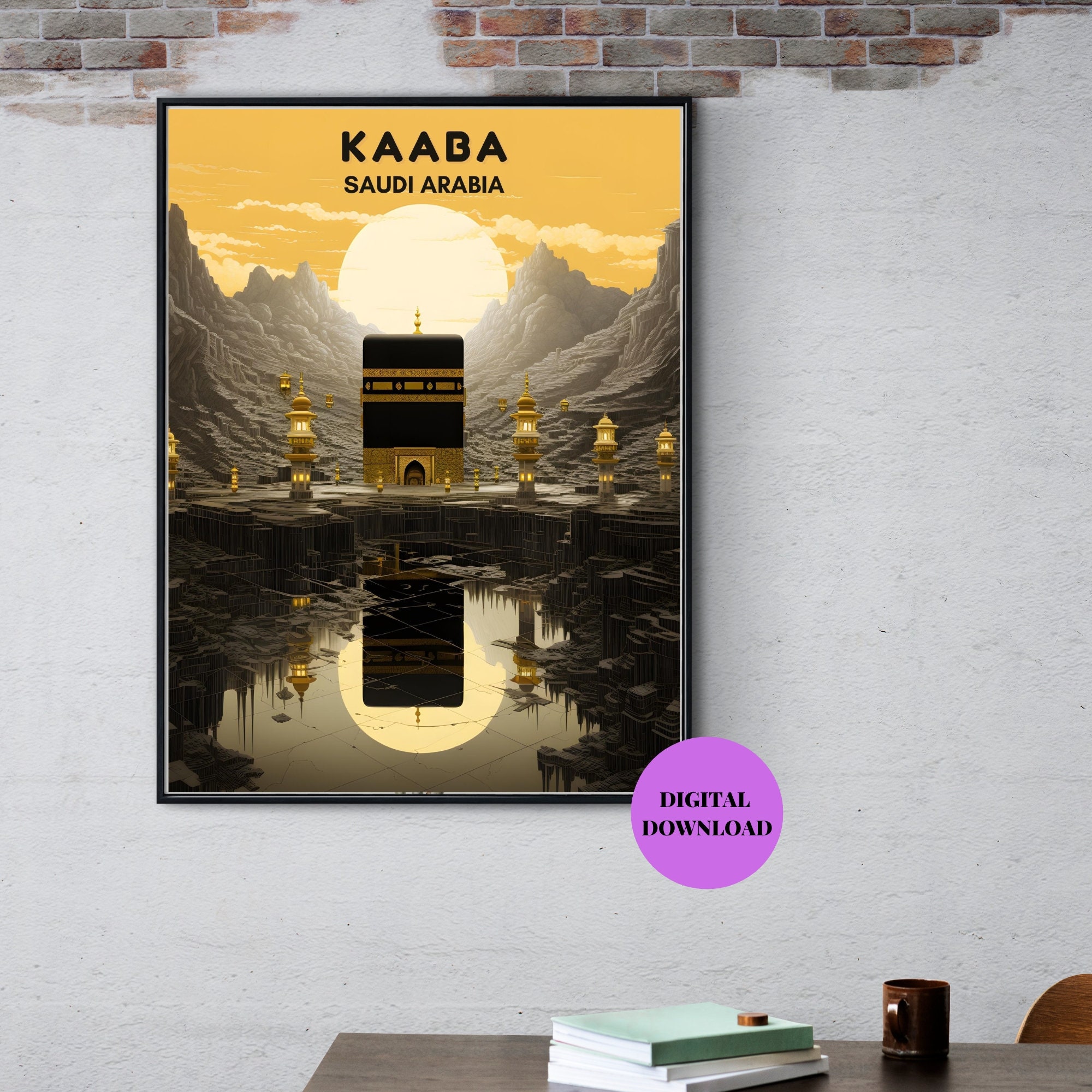 Kaaba Print, Saudi Arabia Skyline Wall Art, Retro Travel Poster, Saudi ...