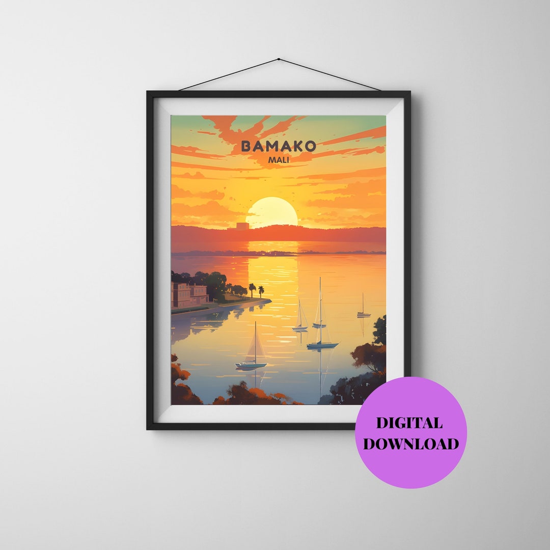 Bamako Print Mali Skyline Wall Art Mali Retro Travel Poster - Etsy