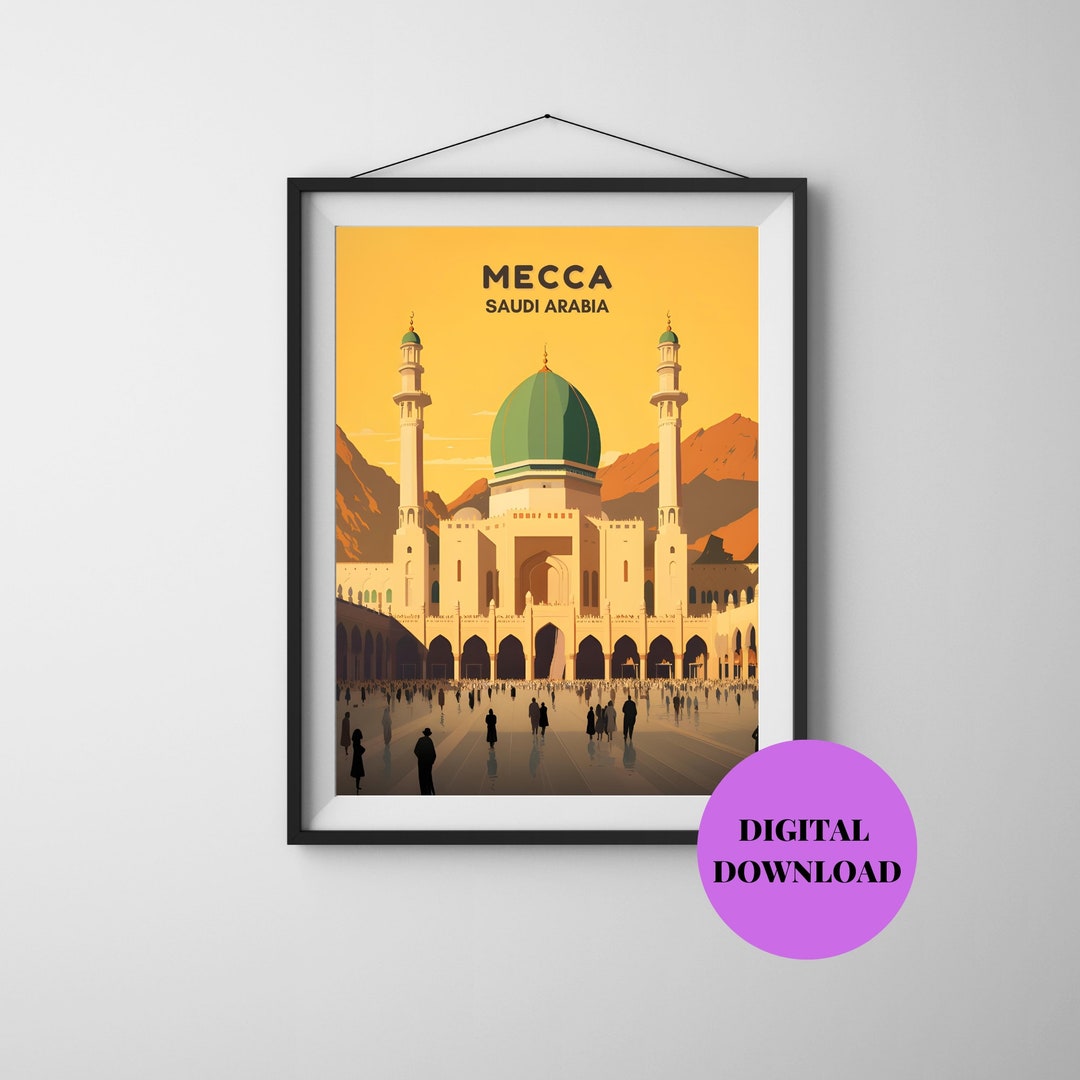 Mecca Print Saudi Arabia Skyline Wall Art Retro Travel - Etsy