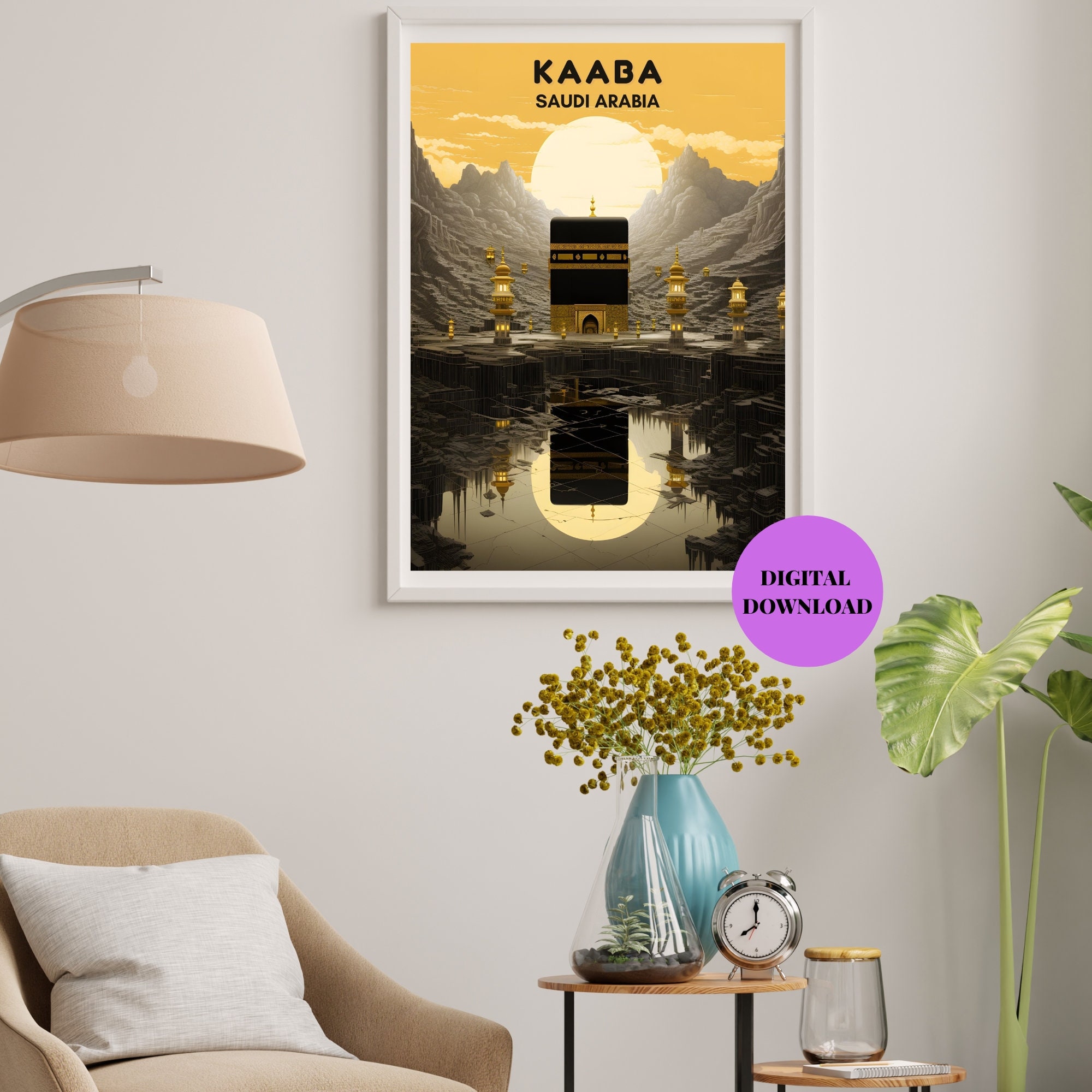 Kaaba Print Saudi Arabia Skyline Wall Art Retro Travel - Etsy