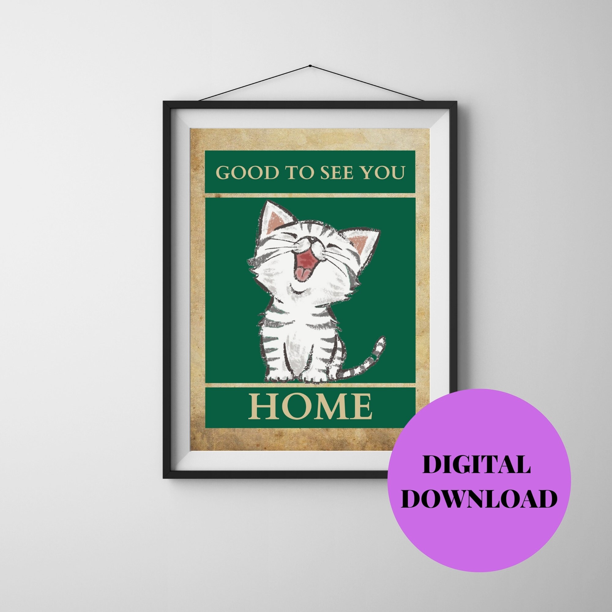 Funny Cat Lover, Cat Wall Art, Cat in the Bathroom, Cat in the Living ...