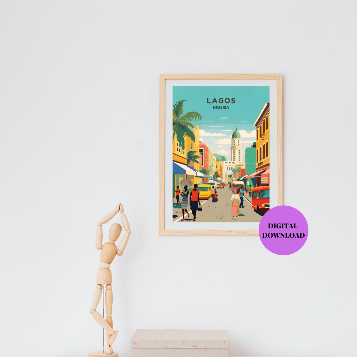 Lagos Print, Nigeria Skyline Wall Art, Nigeria Retro Travel Poster ...