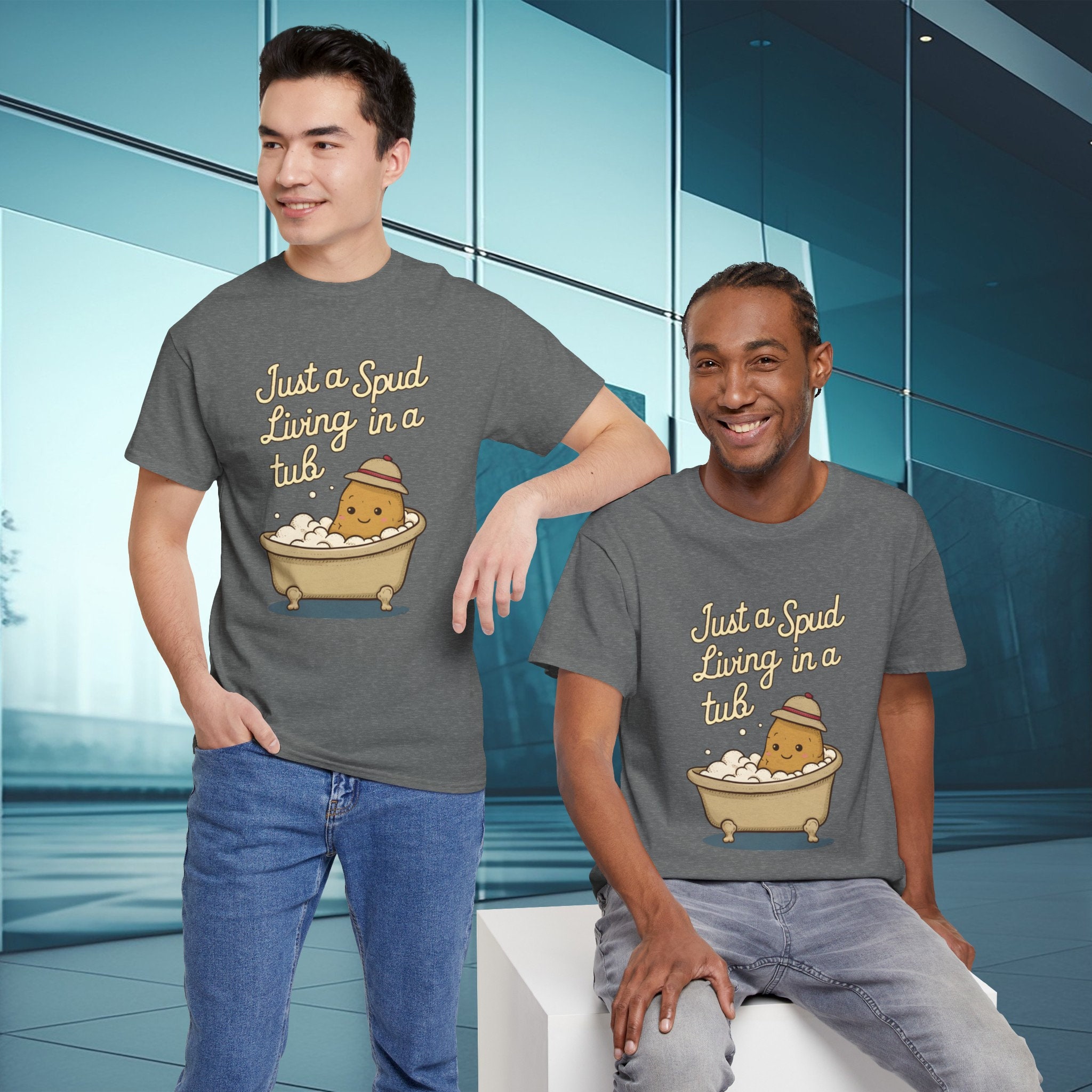 Just a Spud Living in a Tub, Unisex Cotton Tee, Potato Meme, Potato Pun ...