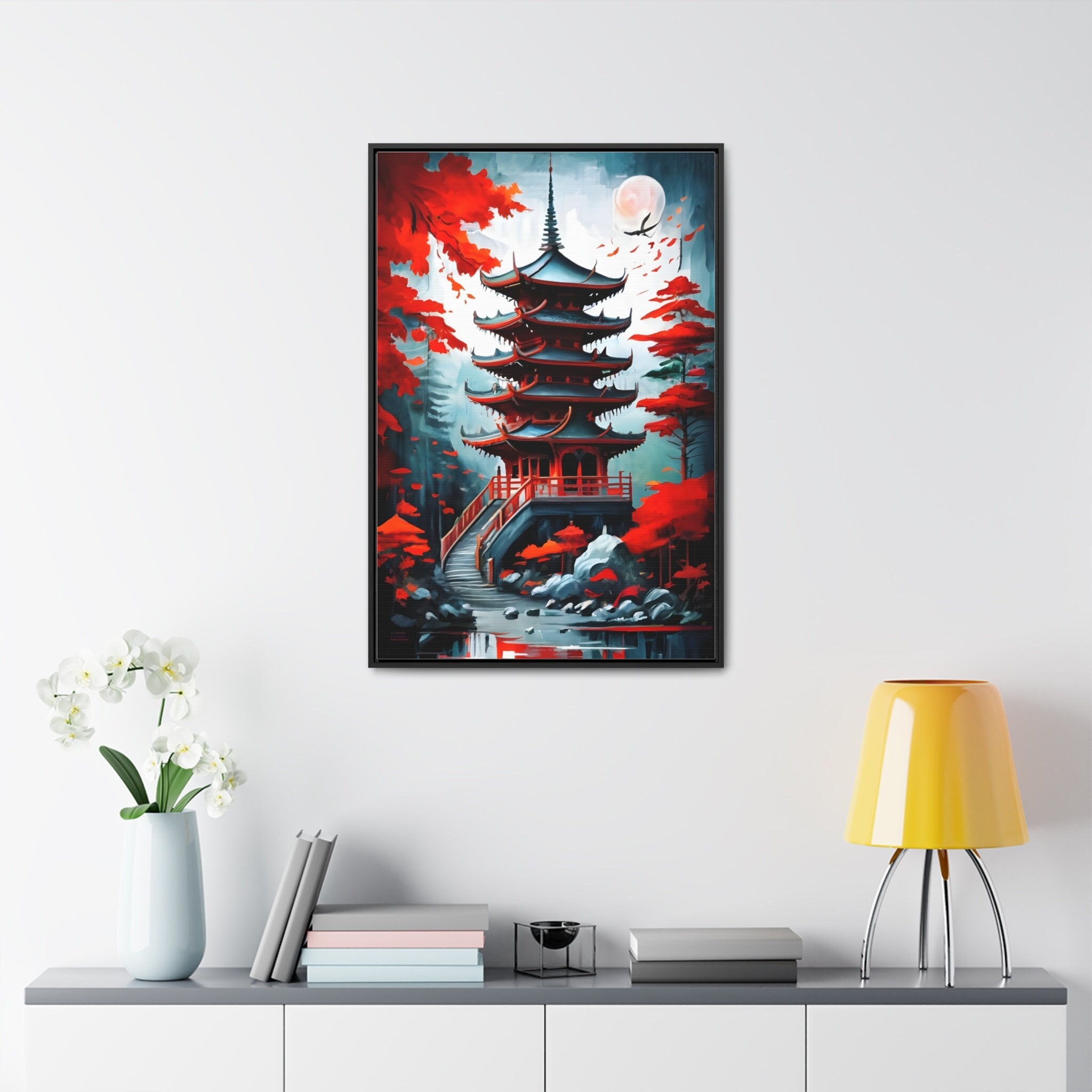 Japanese Pagoda Gallery Canvas Wraps, Vertical Frame, Peace and Serenity, Harmony, Calm and ...