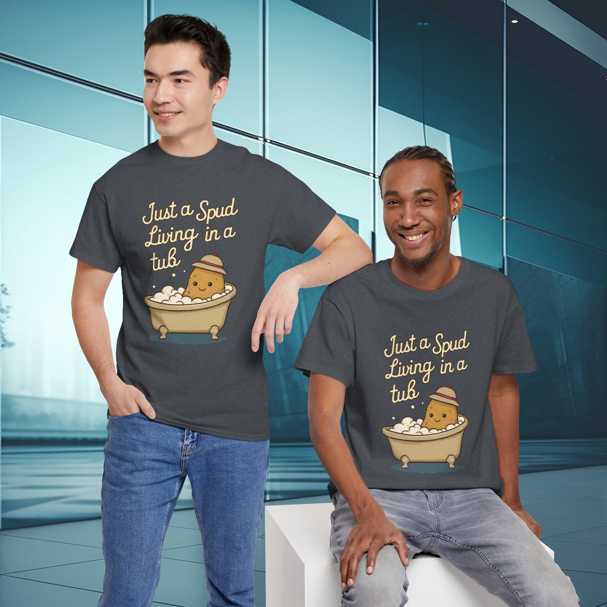 Just a Spud Living in a Tub, Unisex Cotton Tee, Potato Meme, Potato Pun ...