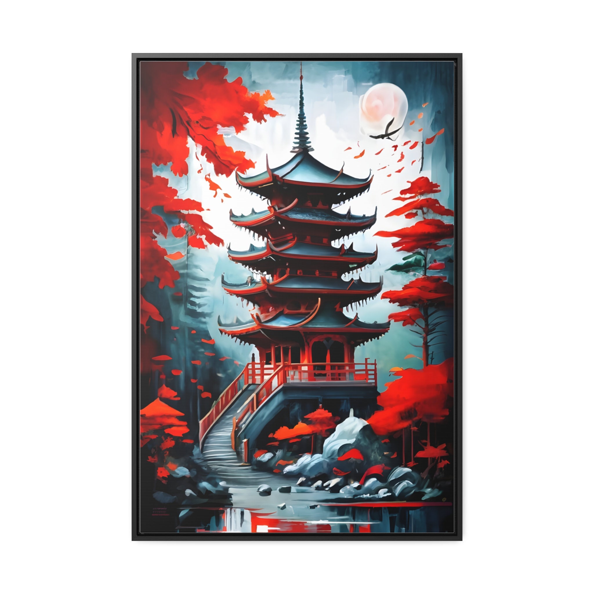 Japanese Pagoda Gallery Canvas Wraps, Vertical Frame, Peace and Serenity, Harmony, Calm and ...