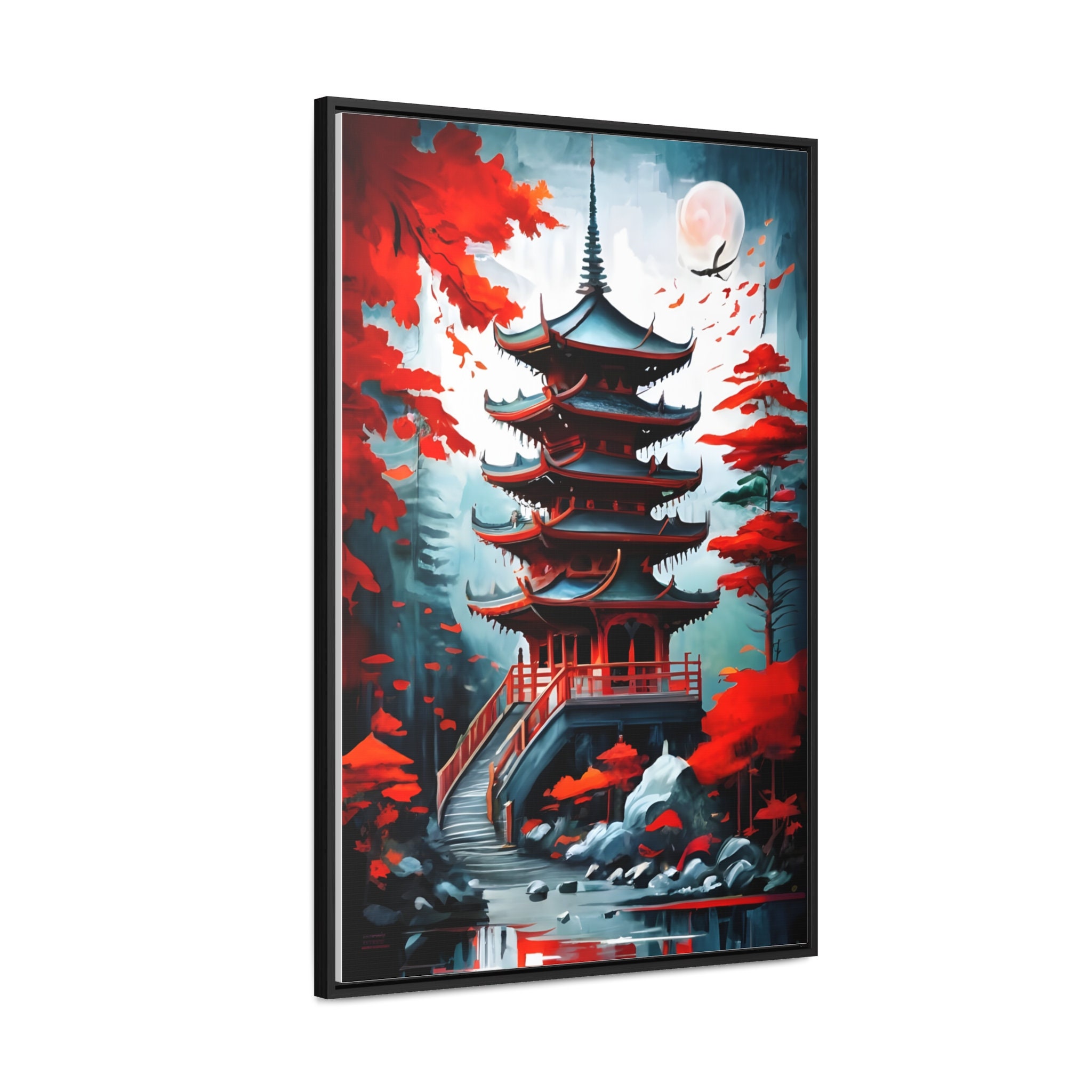 Japanese Pagoda Gallery Canvas Wraps, Vertical Frame, Peace and Serenity, Harmony, Calm and ...
