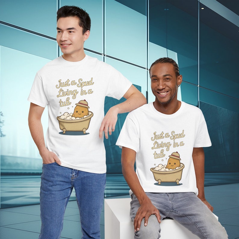 Just a Spud Living in a Tub, Unisex Cotton Tee, Potato Meme, Potato Pun ...