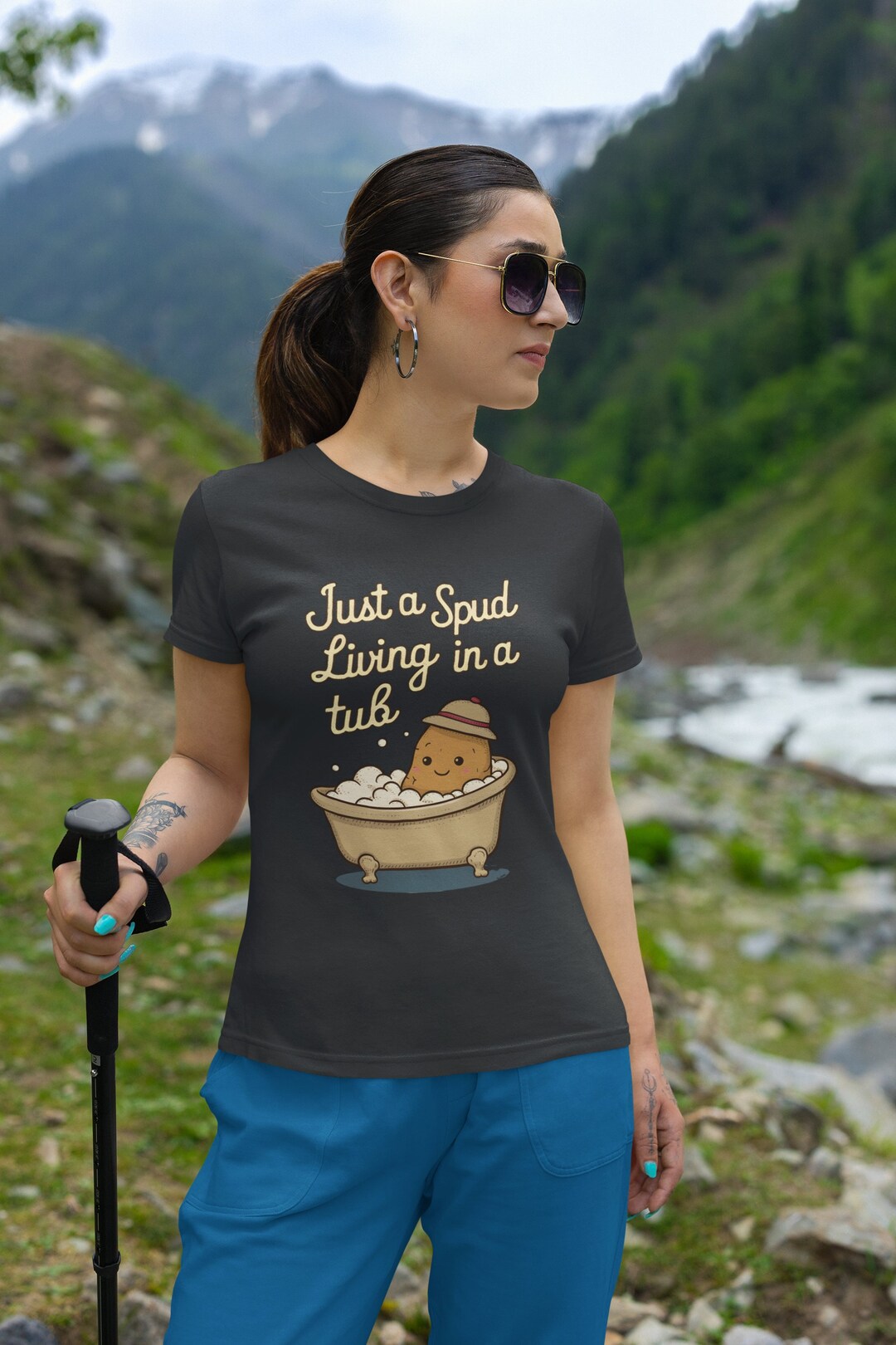 Just a Spud Living in a Tub, Unisex Cotton Tee, Potato Meme, Potato Pun ...