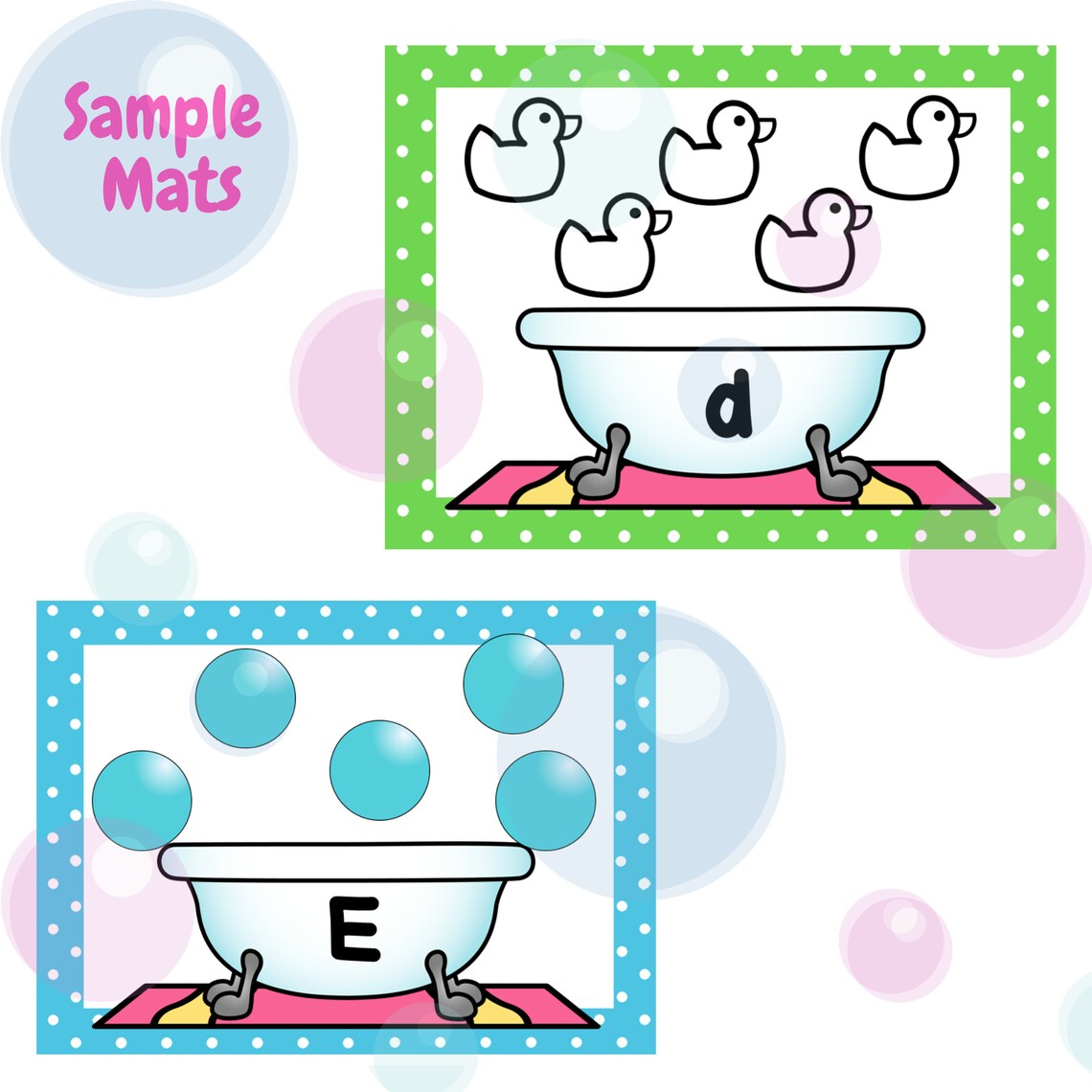 BUBBLE BATH Themed Uppercase Lowercase Alphabet Mats-preschool-toddler ...