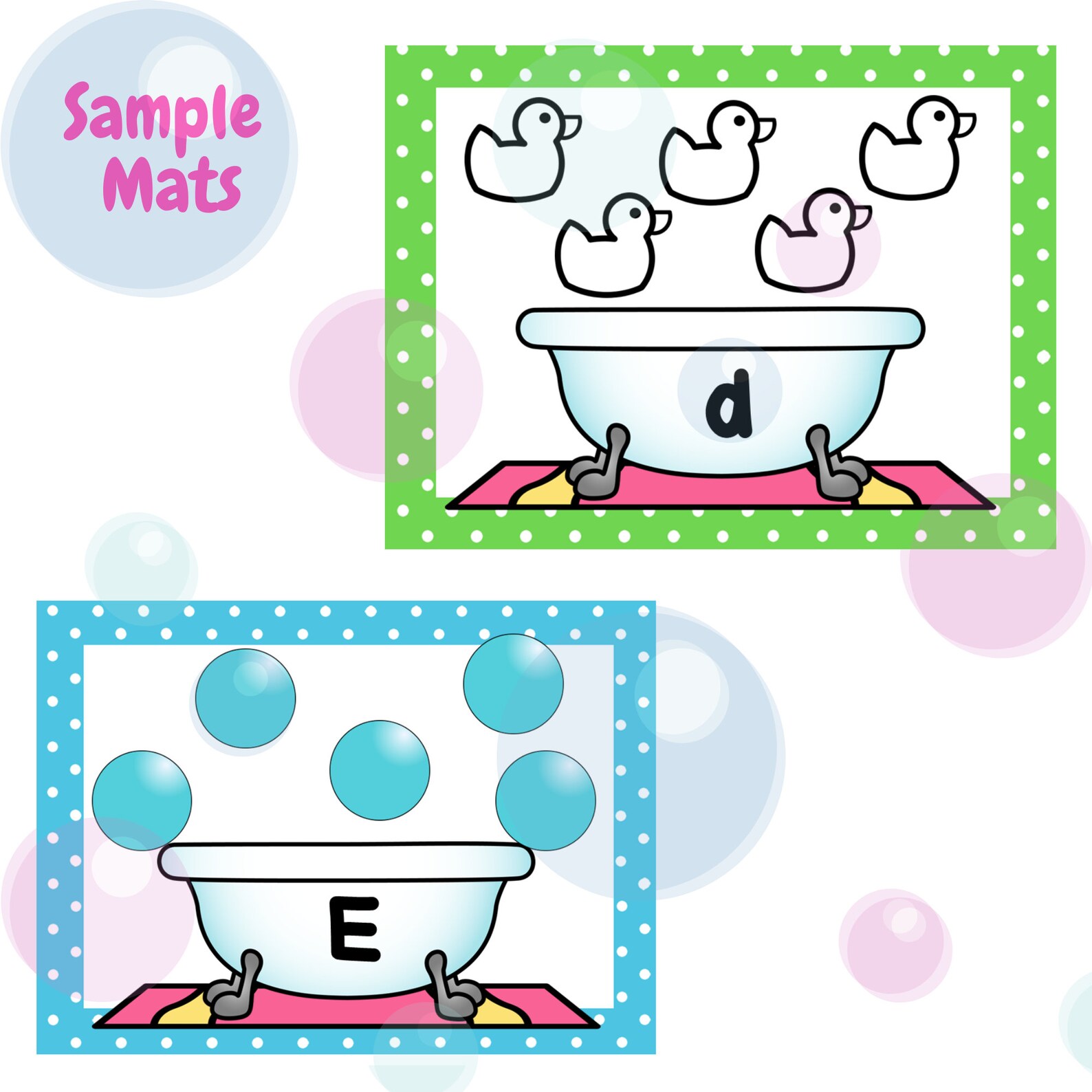 BUBBLE BATH Themed Uppercase Lowercase Alphabet Mats-preschool-toddler ...