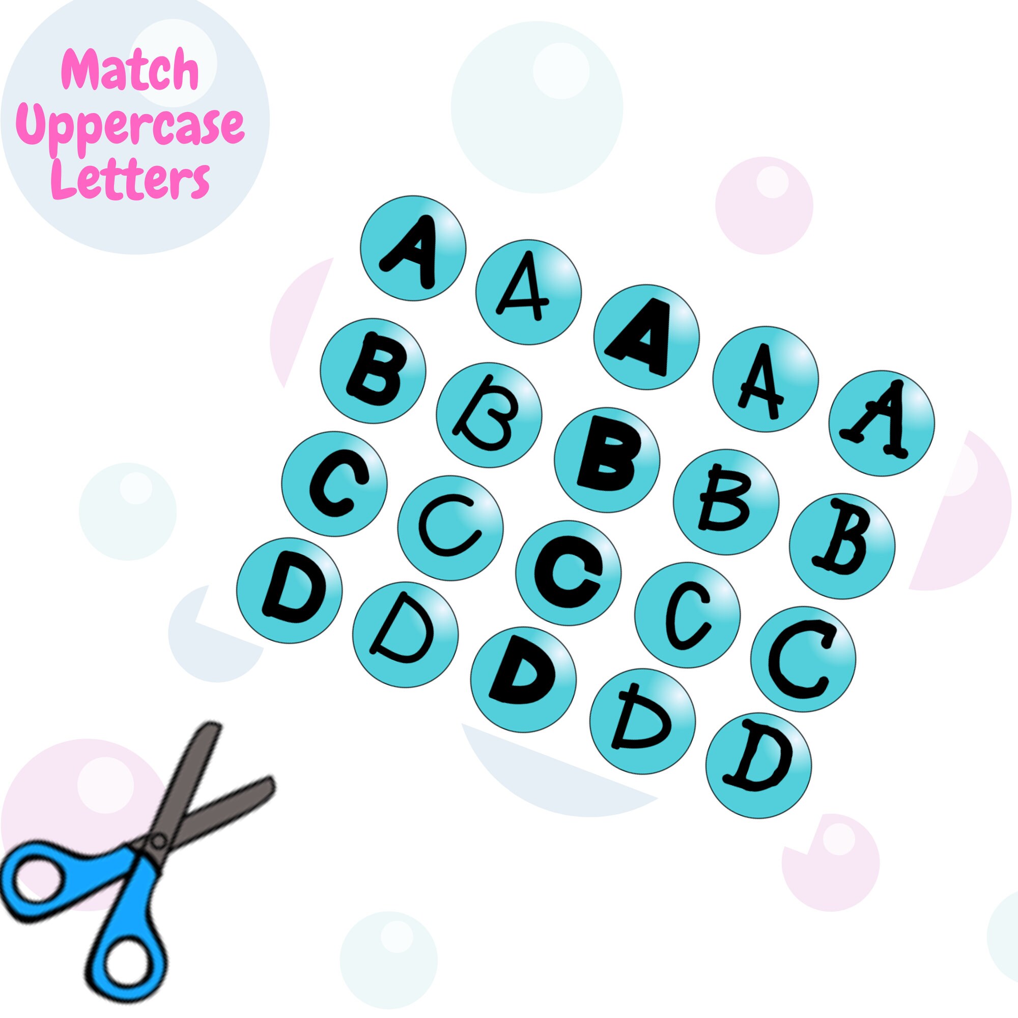 BUBBLE BATH Themed Uppercase Lowercase Alphabet Mats-preschool-toddler ...