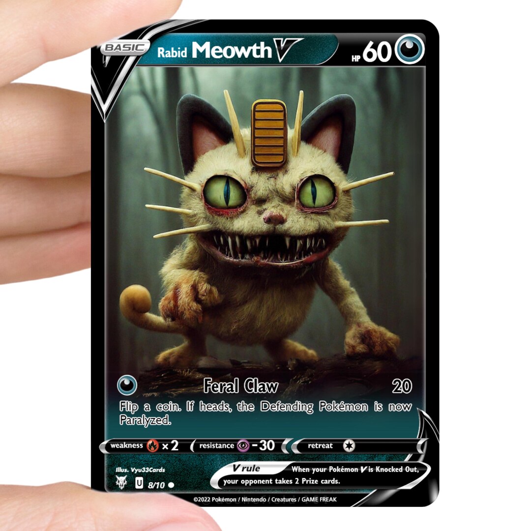 Meowth Custom Horror Pokémon Fan-art Card - Etsy