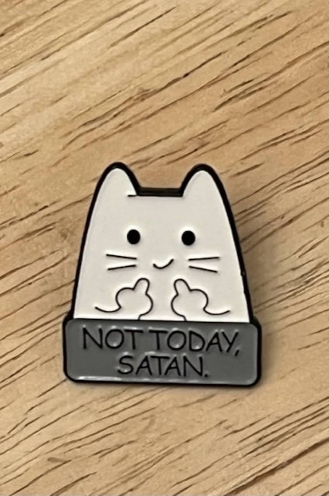 Cat Enamel Pin "not Today, Satan!' - Etsy