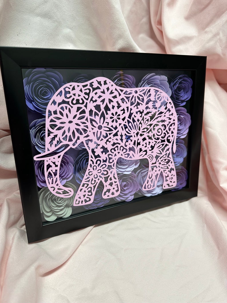 Elephant Shadow Box Paper Flowers - Etsy