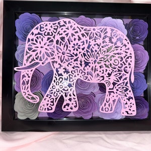 Elephant Shadow Box Paper Flowers - Etsy
