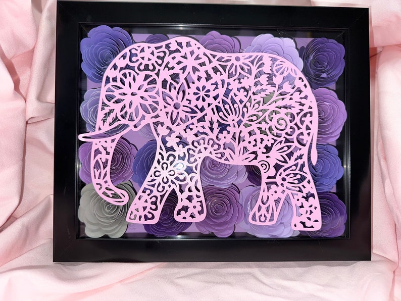 Elephant Shadow Box Paper Flowers - Etsy