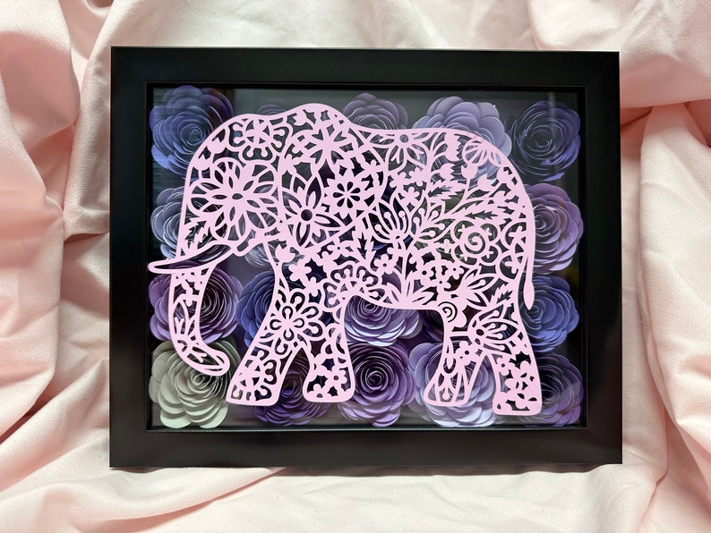 Elephant Shadow Box Paper Flowers - Etsy
