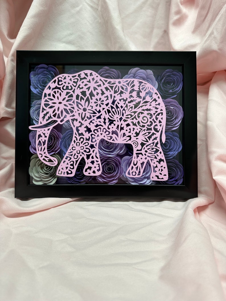 Elephant Shadow Box Paper Flowers - Etsy