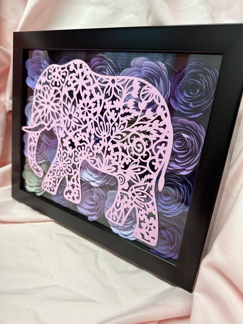 Elephant Shadow Box Paper Flowers - Etsy