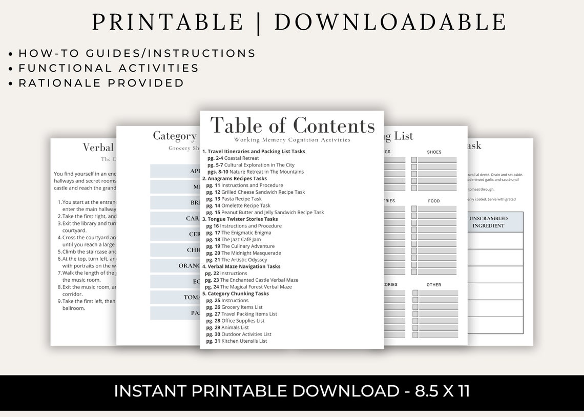 Working Memory Dual Tasking Activities for Adult Speech Therapy ...