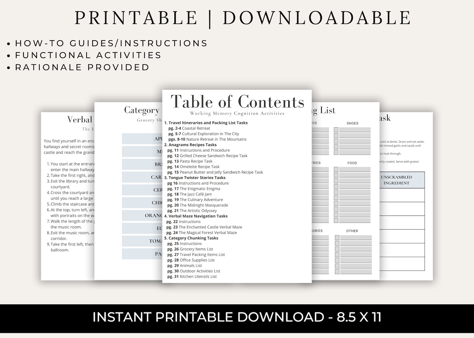 Working Memory Dual Tasking Activities for Adult Speech Therapy ...