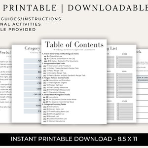 Working Memory Dual Tasking Activities for Adult Speech Therapy ...