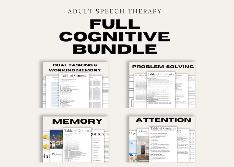 200 Cognitive Activities for Adult Speech Therapy, Speech Language ...