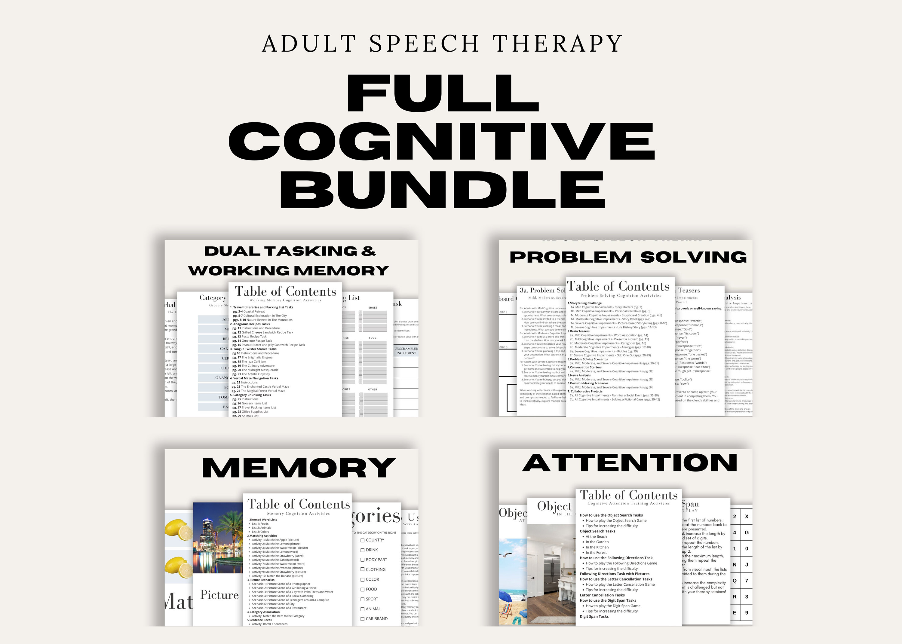 200 Cognitive Activities for Adult Speech Therapy, Speech Language ...