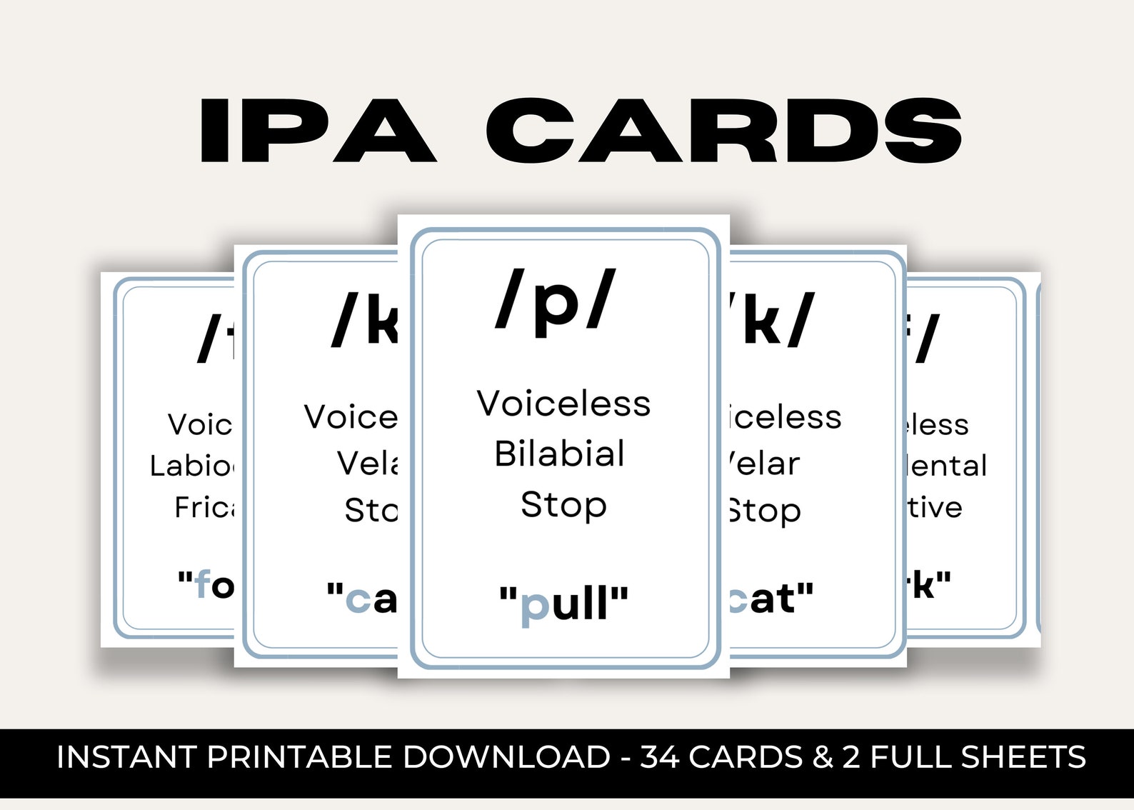 IPA Cards, Flashcards International Phonetic Alphabet, for Studying ...