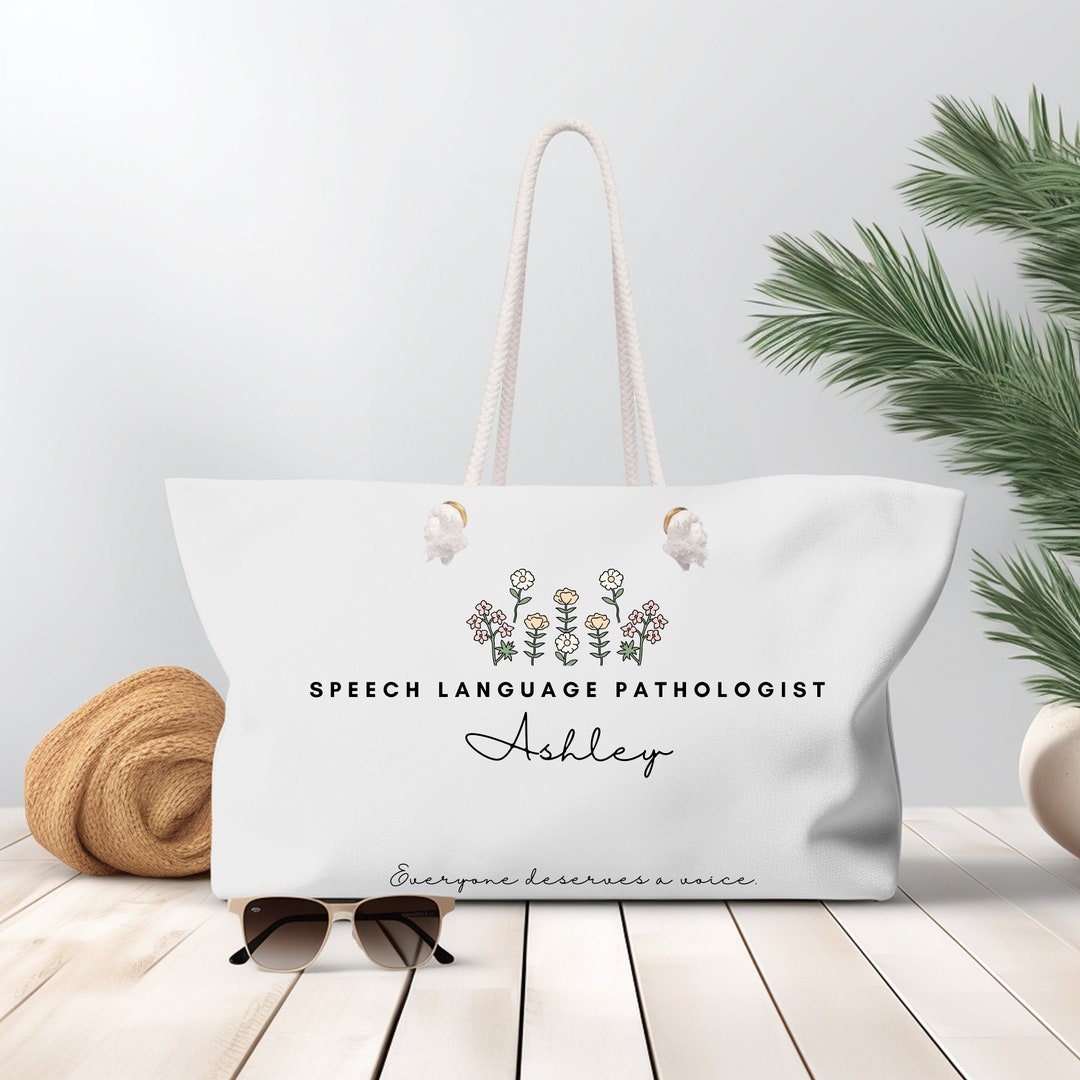 Personalized SLP Tote Bag, Speech Language Pathology Weekender Bag, SLP ...