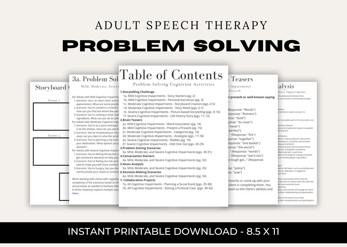 80 Problem Solving Activities for Adult Speech Therapy - Etsy