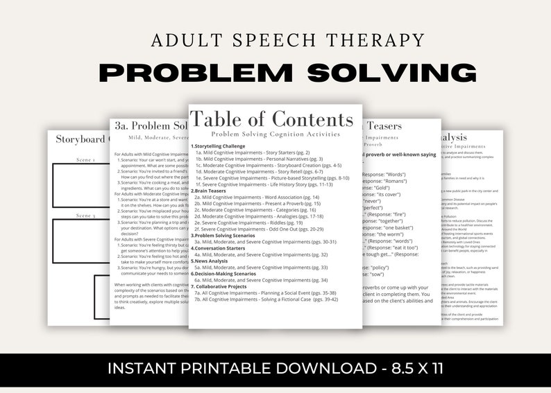 80+ Problem Solving Activities for Adult Speech Therapy, Medical SLP, Patient Worksheets, TBI ...
