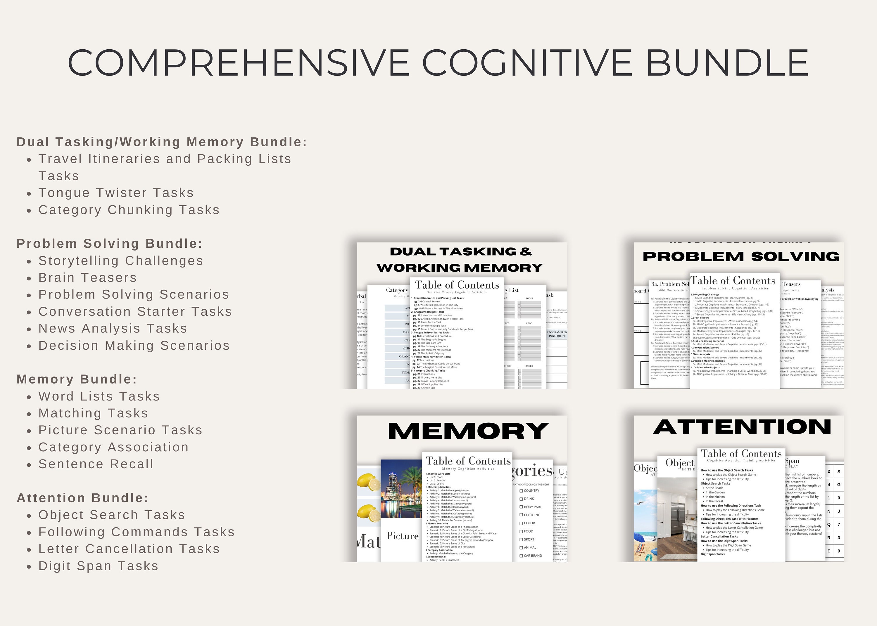 200 Cognitive Activities for Adult Speech Therapy, Speech Language ...