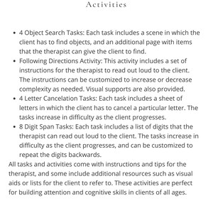 Attention Cognition Bundle for Adult Speech Therapy: Object Search ...