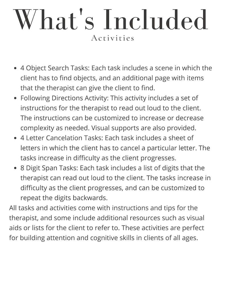 Attention Cognition Bundle for Adult Speech Therapy: Object Search ...