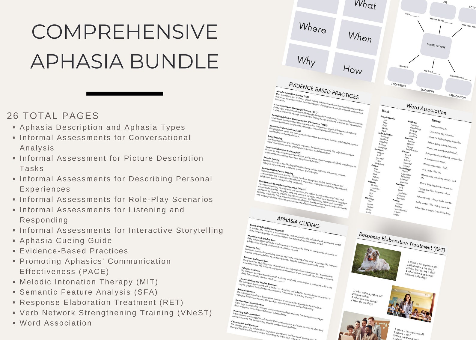 Aphasia Activities for Adult Speech Therapy, Speech Language Pathology ...