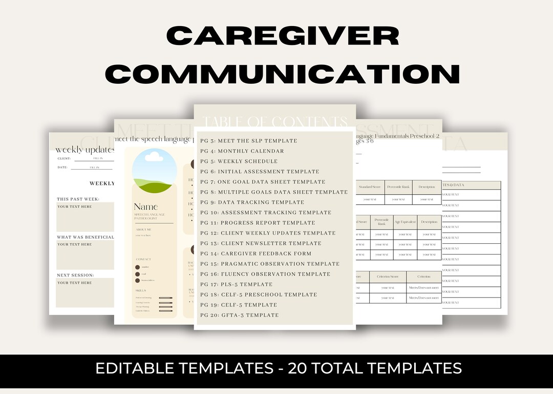 Editable SLP Caregiver Communication Bundle, Speech Language Pathology ...