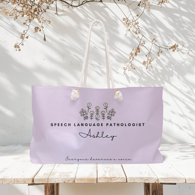 Personalized SLP Tote Bag, Speech Language Pathology Weekender Bag, SLP ...