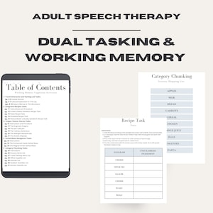 Working Memory Dual Tasking Activities for Adult Speech Therapy ...