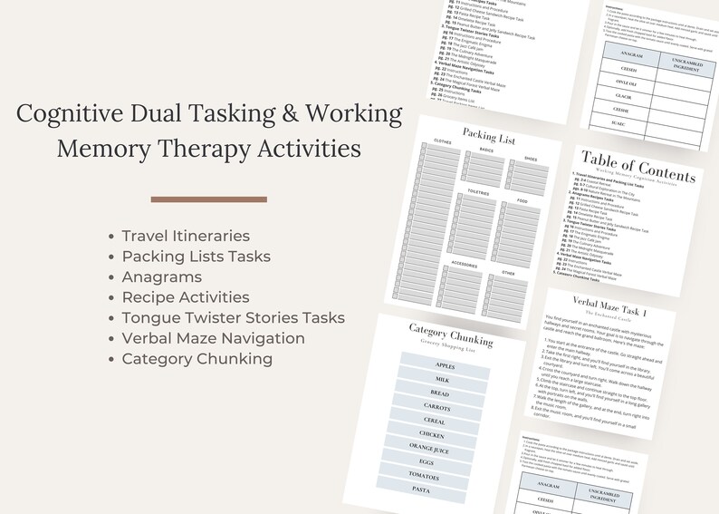 Working Memory Dual Tasking Activities for Adult Speech Therapy ...