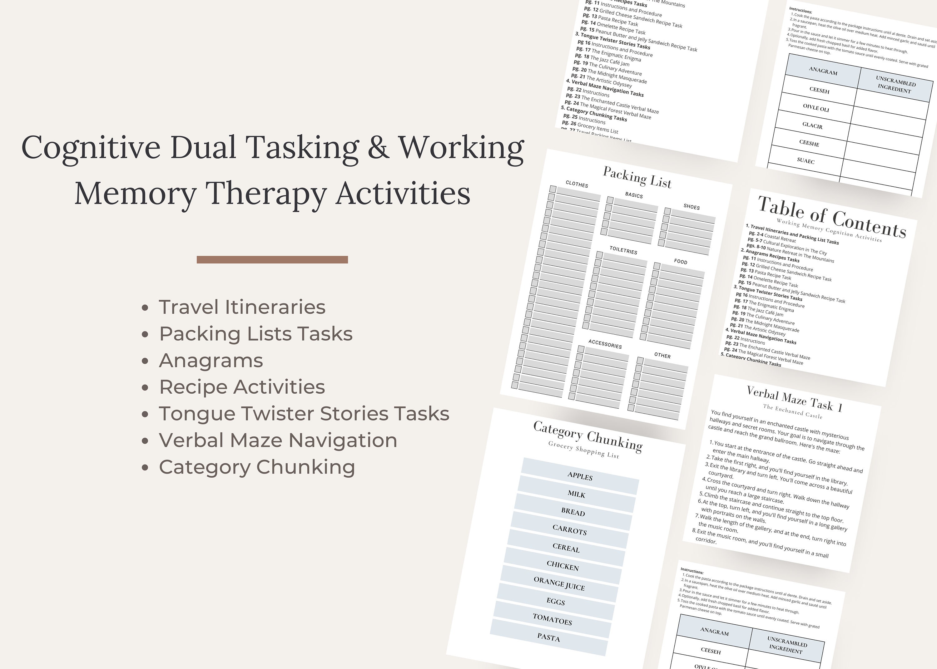 Working Memory Dual Tasking Activities for Adult Speech Therapy ...