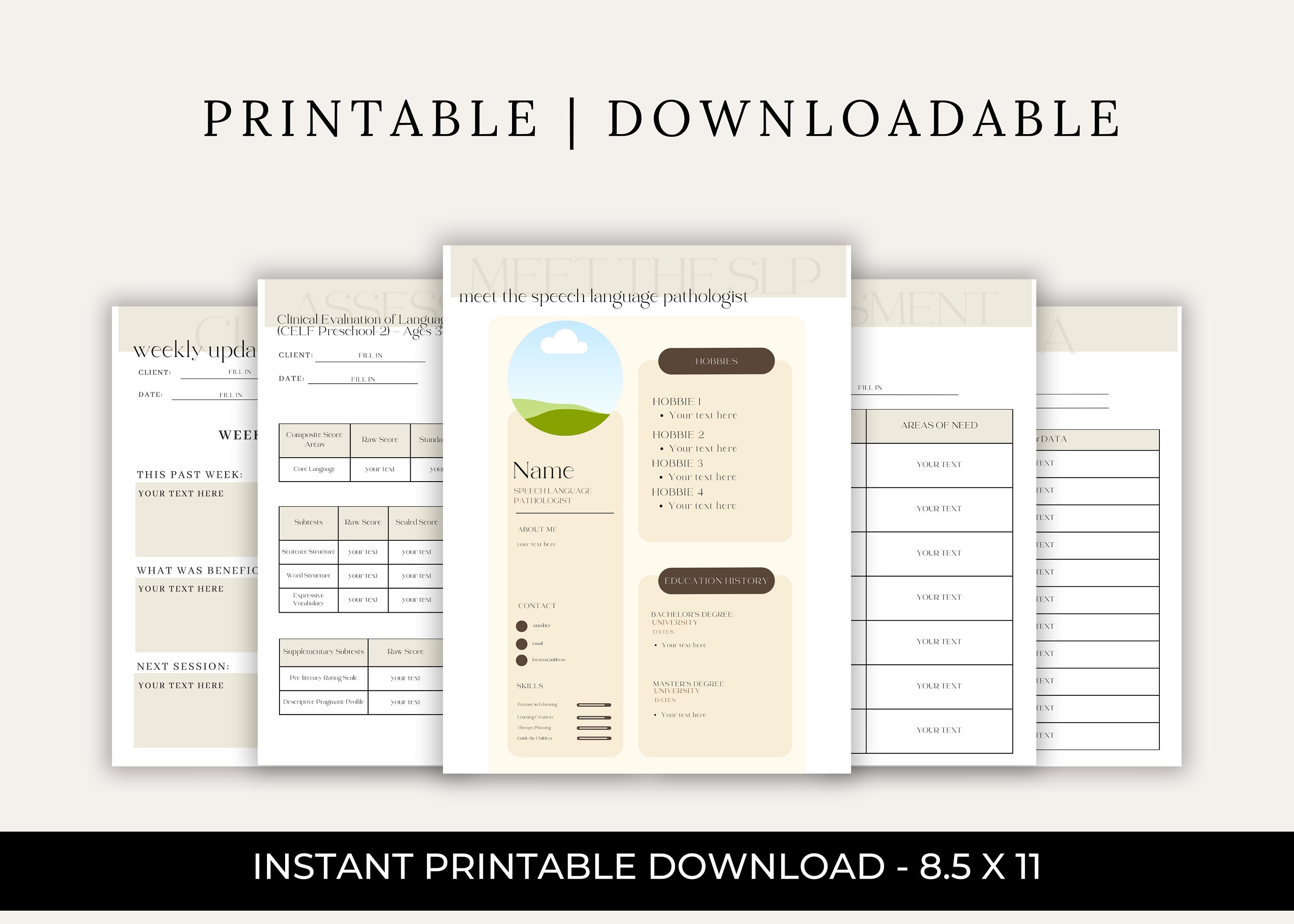 Editable SLP Caregiver Communication Bundle, Speech Language Pathology ...