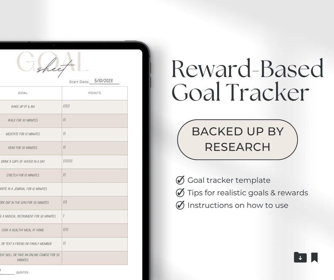 Reward-based Goal Tracker Template for Motivation and Success, Backed ...